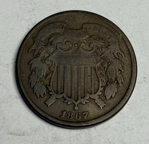 Fine+ 1867 Two Cent Piece, Original 2c U.S. Coin | eBay