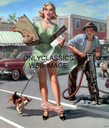1955 Art Frahm Cheesecake Themed Pinup 8.5x11 Poster Jackhammer Shake ...