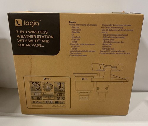 Logia 7-in-1 Wi-Fi Weather Station Solar Remote Monitoring Temperature ...