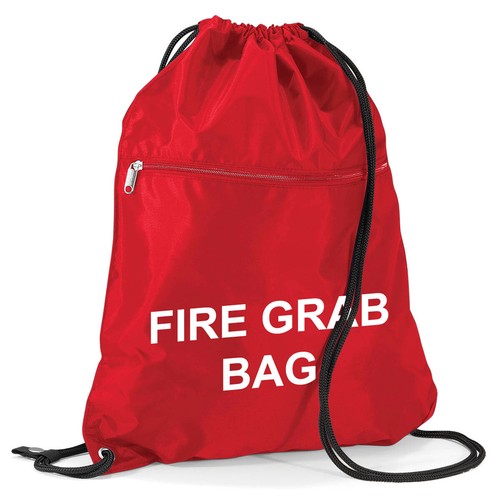 Fire Grab Bag Printed Red Emergency Documents & Equipment School ...