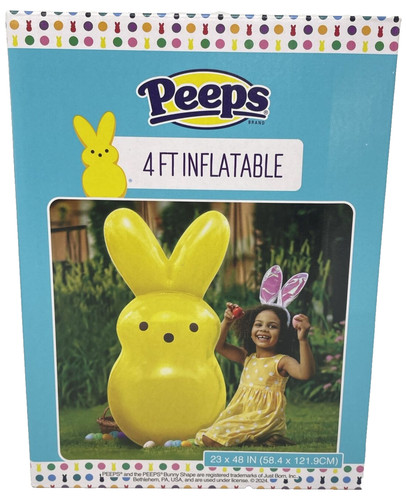 Peeps Yellow Bunny Shaped 4 Ft. Blow Up Inflatable Easter Indoor ...