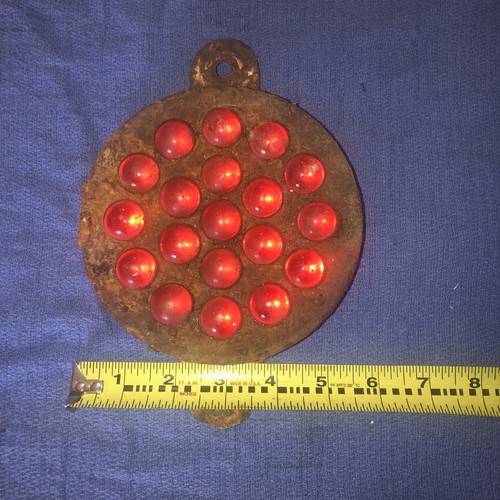 Used Collectible Vintage Rusty/ Patina Metal Reflector With Red ...
