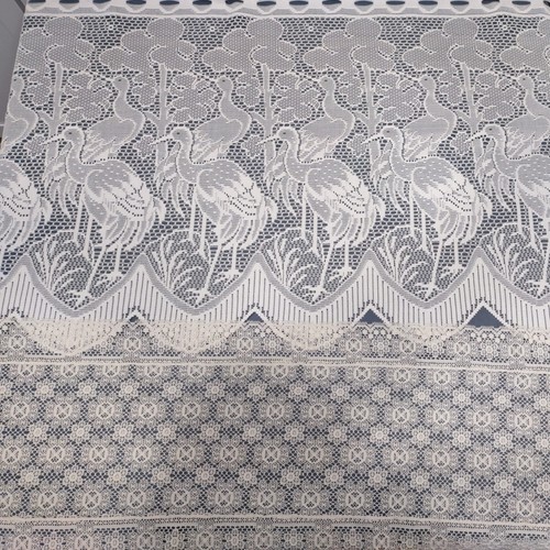 3 Vtg Rectangular 2-53" white peacock & 1-50" Ivory flower Lace Table ...