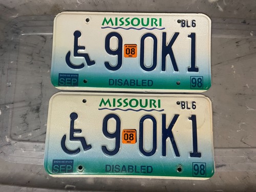 MISSOURI HANDICAPPED DISABLED PAIR OF LICENSE PLATES SEPTEMBER 2008 9 ...