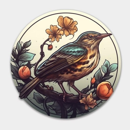 Georgia Brown Thrasher bird Cherokee Rose flower Vinyl Decal Sticker ...
