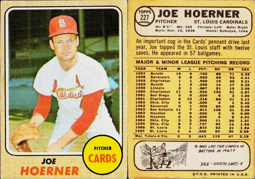 1968 Topps Baseball Card #227 Joe Hoerner St. Louis Cardinals | eBay