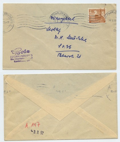 119228 - Beleg - Berlin-Charlottenburg 1.3.1952 nach S.O. 36 | eBay