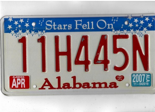 ALABAMA passenger 2007 license plate "11H445N" *****CALHOUN***** | eBay
