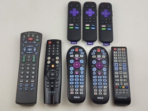 (Lot of 8) ASSORTED OEM Remote Controls: Roku, Samsung, RCA, Coby ...