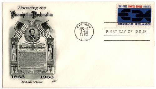 EMANCIPATION PROCLAMATION 1963 FIRST DAY COVER ABRAHAM LINCOLN IMAGE OF ...