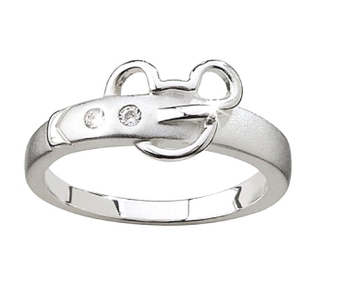 Sterling Silver .925 Crystal BUCKLE Mickey Ring Disney Park Authentic ...