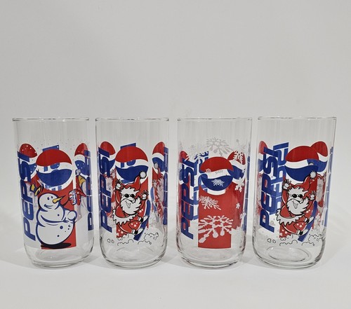 Set of 4 Vintage 1990 Pepsi Snowman and Santa Winter Collector Series ...