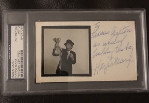 HARPO MARX SIGNED INSCRIBED VINTAGE INDEX CARD AUTO AUTOGRAPH PSA/DNA ...