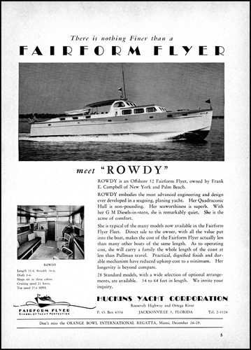 1953 Fairform Flyer Rowdy Sea Cruiser Huckins Yacht vintage photo print ...