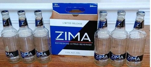 ZIMA Empty 6 Pack Bottles Caps in Original Cardboard Carrier Case MALT ...
