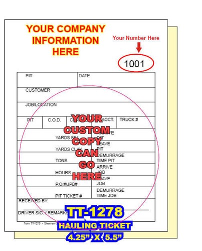 TRUCKING COMPANY LOAD HAUL TICKETS Carbonless Sets and Books | eBay
