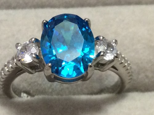 RYZE CAribbean Blue CZ Sterling Silver Ring SZ 5 Oval Shape NEW! | eBay