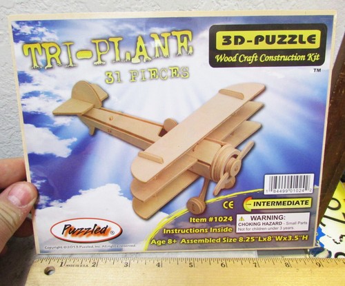 NEW Wood 3D Tri Plane Puzzle 31 pieces 8 x 3 x 8 inches, fun wood craft ...