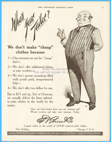 1914 Ed V Price & Co Chicago IL Tailoring Suit We Don't Make Cheap ...