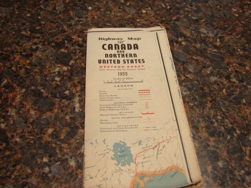 Vintage 1955 Highway Map of Canada and the Northern United States | eBay