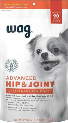 Amazon Wag Advanced Hip & Joint Supplement For Dogs Small To Med- 90 ...
