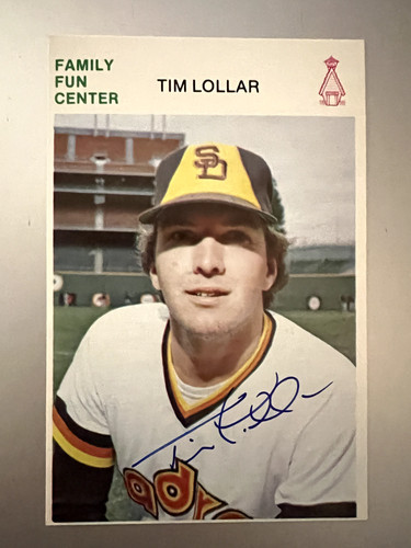 TIM LOLLAR FAMILY FUN CENTER AUTH. AUTOGRAPHED CARD SAN DIEGO PADRES NM ...