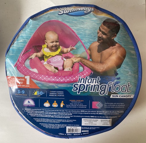 SWIMWAYS Pink Sun Canopy Round Infant Spring Float Age 3-9 Months ip1 ...