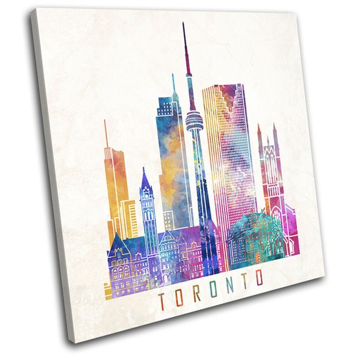 Toronto Colourful Abstract Grunge City SINGLE CANVAS WALL ART Picture ...