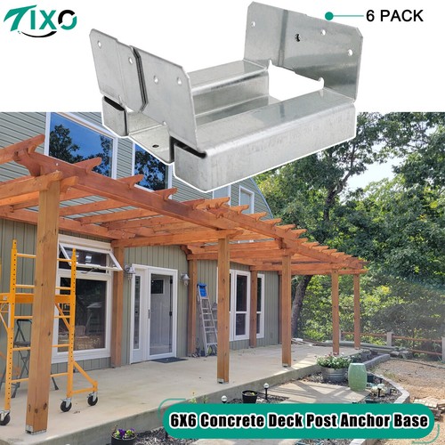 6Pcs 6x6 Concrete Deck Post Anchor Base Adjustable Metal Post Bracket ...