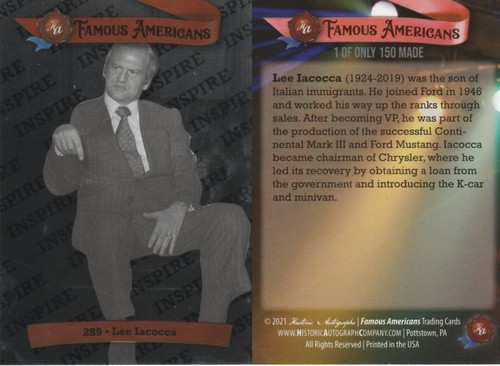 Historic Autographs HA Famous Americans 289 Lee Iacocca Alloy /150 ...