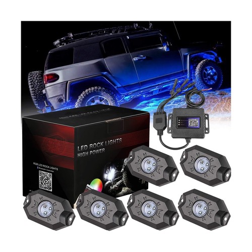 RGB LED Rock Light Moso LED 6 RGB LED Pods Multicolor Neon Rock Light ...