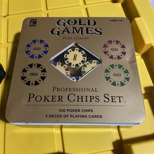 Gold Games Professional Poker Chips Set, 100 Poker Chips, 2 Decks of ...