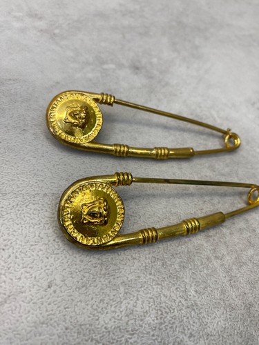 Versace Safety Pins, Vintage, 90mm long, Gold, GC- 2 Available | eBay UK