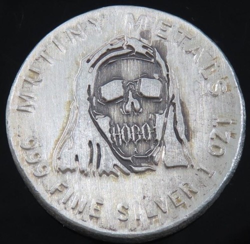 Mutiny Metals Hobo Hand Poured 1 oz .999 Fine pure Art Silver Round ...