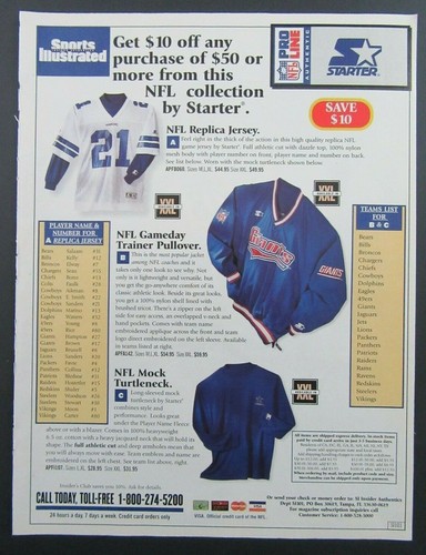 1996 SPORTS ILLUSTRATED/STARTER PRO LINE NFL GEAR Magazine Print Ad | eBay