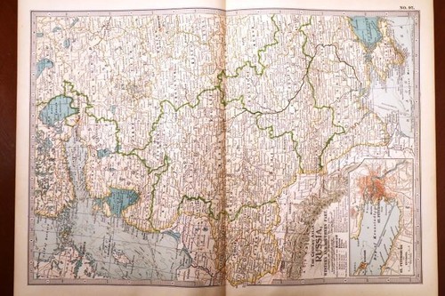 1897 ANTIQUE CENTURY ATLAS MAP-RUSSIA-WESTERN & SOUTHERN PART-EXCELLENT ...