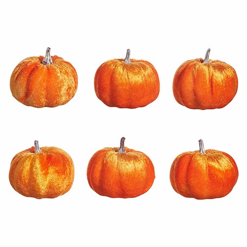 RAZ Imports~Bag of Orange Velvet Pumpkin (6)~Fall/Autumn/Halloween ...