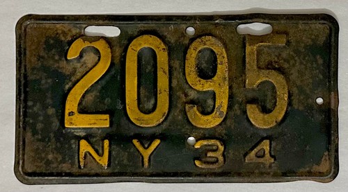 1934 NEW YORK Motorcycle License Plate - #2095 | eBay