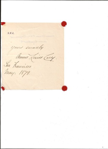Annie Louise Cary autograph-American opera singer-19 century contralto ...