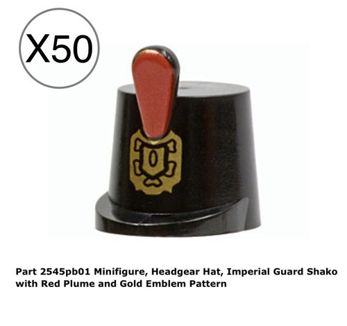 Lego 50 Pieces Imperial Soldier Guard Shako Hat with Red Plume and Gold ...