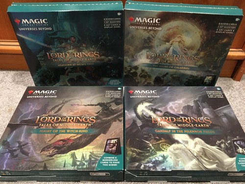 MTG Set of 4 Lord of the Rings Scene Boxes ART CARDS, EASELS ...