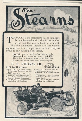 Magazine Ad - 1907 - Stearns Motor Cars - Cleveland, OH - (#4) | eBay