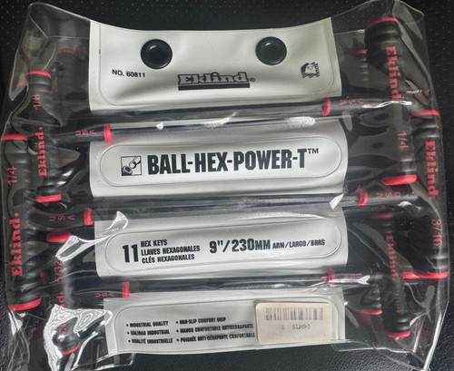 GENUINE Eklind 60811 Power-T Handle Ball-Hex Key Allen Wrench- 11pc SAE ...