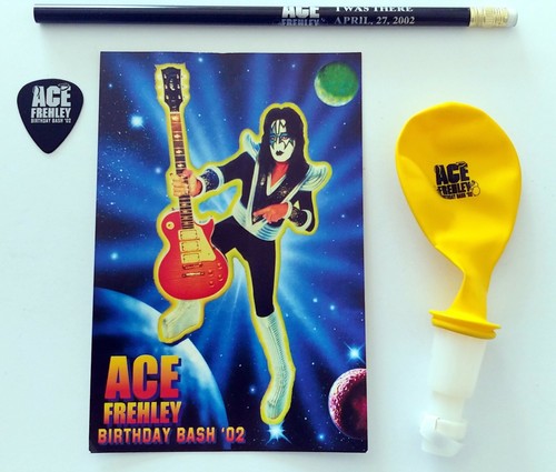 KISS Guitar Pick ACE FREHLEY Birthday Bash SET Postcard Pencil Balloon ...