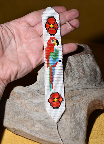 South American Glass Bead Macaw Ceremony Loom Bracelet Colombian ...