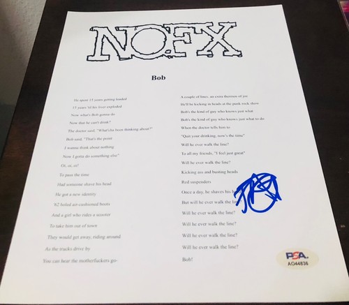 Fat Mike NOFX Bob Signed Lyric Sheet PSA RARE Final Tour | eBay
