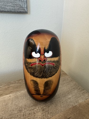 Vintage Japanese Angry God Kokeshi Wood Doll Daruma 9.25” | eBay