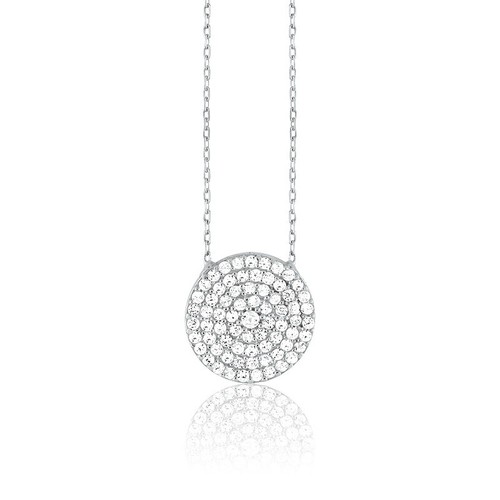 Sterling Silver CZ 16mm Disc Necklace | eBay