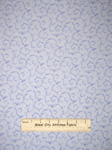 Floral Swirls Lovely Pansy Fabric #1448 Swirl Vines Blue Tonal RJR 1.6 ...