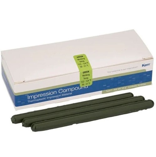 Kerr Dental Thermoplastic Impression Compound Type 1 Green 15 Sticks ...
